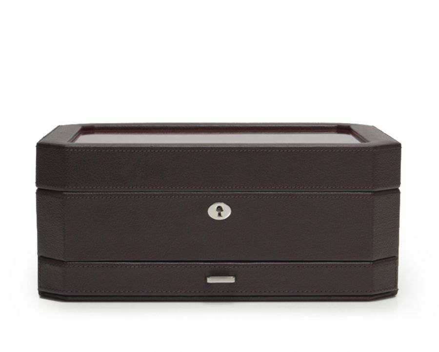 WOLF 10 Piece Watch Box with Drawer Windsor Brown/Orange 458606 | Royal ...