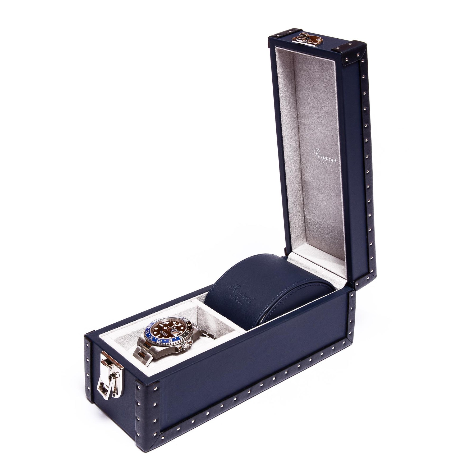 Rapport 2 Piece Watch Box Kensington Navy Blue L320 | Royal Tempus