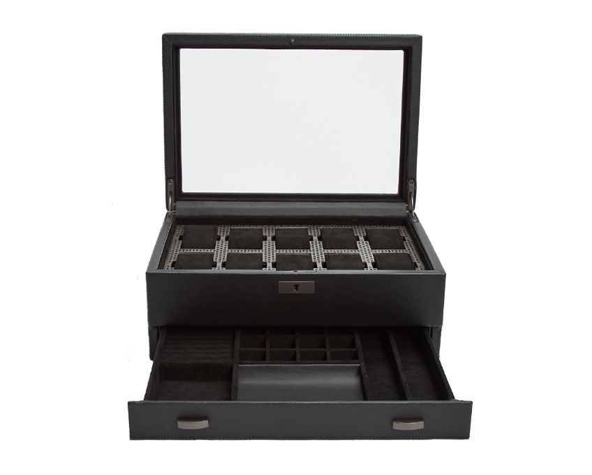 WOLF 10 Piece Watch Box with Drawer Axis Powder Coat 488203 | Royal Tempus