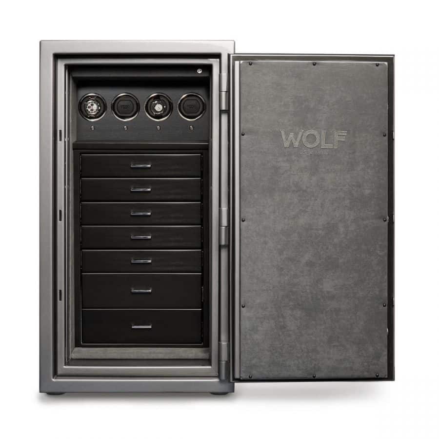 WOLF 4 Piece Watch Winder and Safe Atlas Titanium 490465 | Royal Tempus